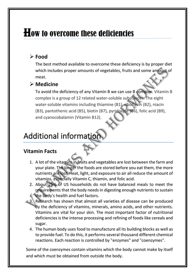 Chemistry investigatory project 2k18 (12th isc): Vitamins and hormones ...