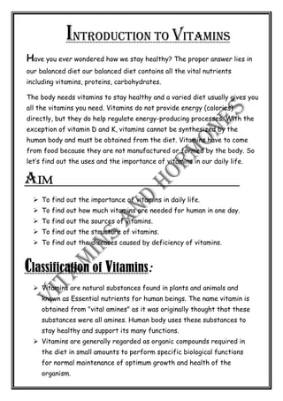 Chemistry investigatory project 2k18 (12th isc): Vitamins and hormones ...