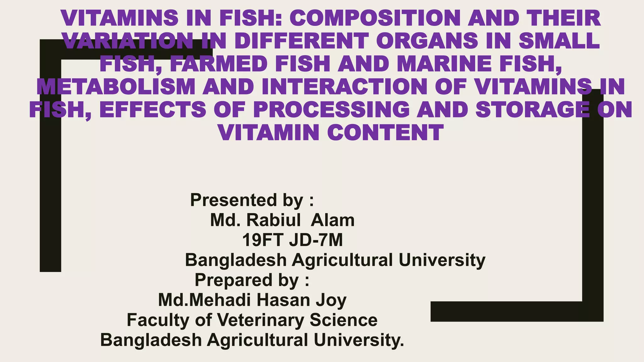 Vitamins in fish | PPTX