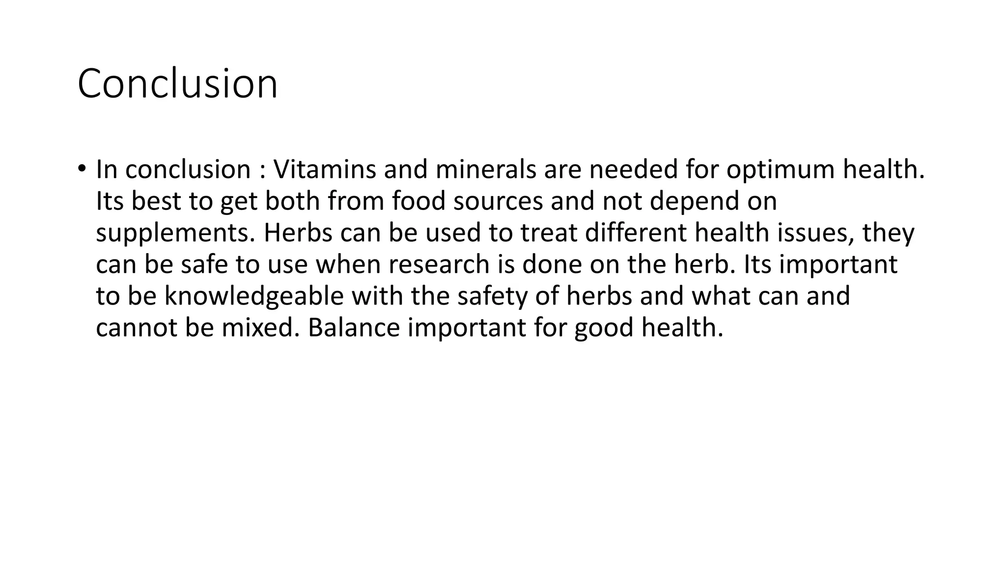 Vitamins, minerals and herbs | PPTX