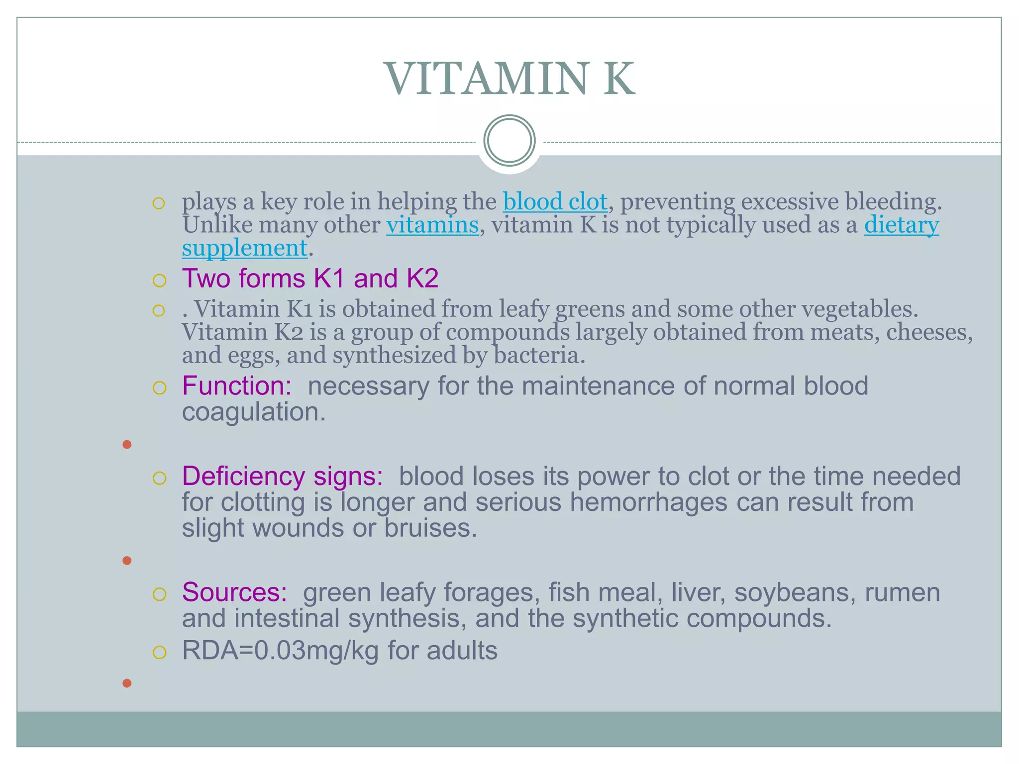 Vitamins | PPTX | Blood Disorders | Diseases and Conditions