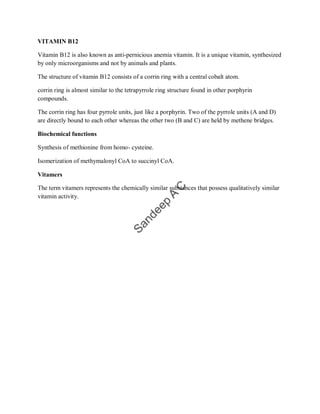 Vitamins and Thier functions chemistry | PDF