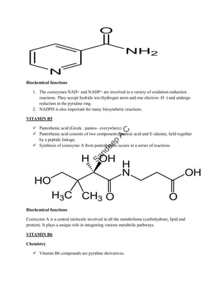 Vitamins and Thier functions chemistry | PDF