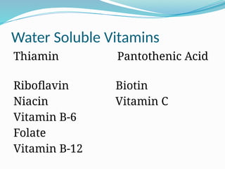 Vitamins Water Soluble Biochemistry pptx | PPTX