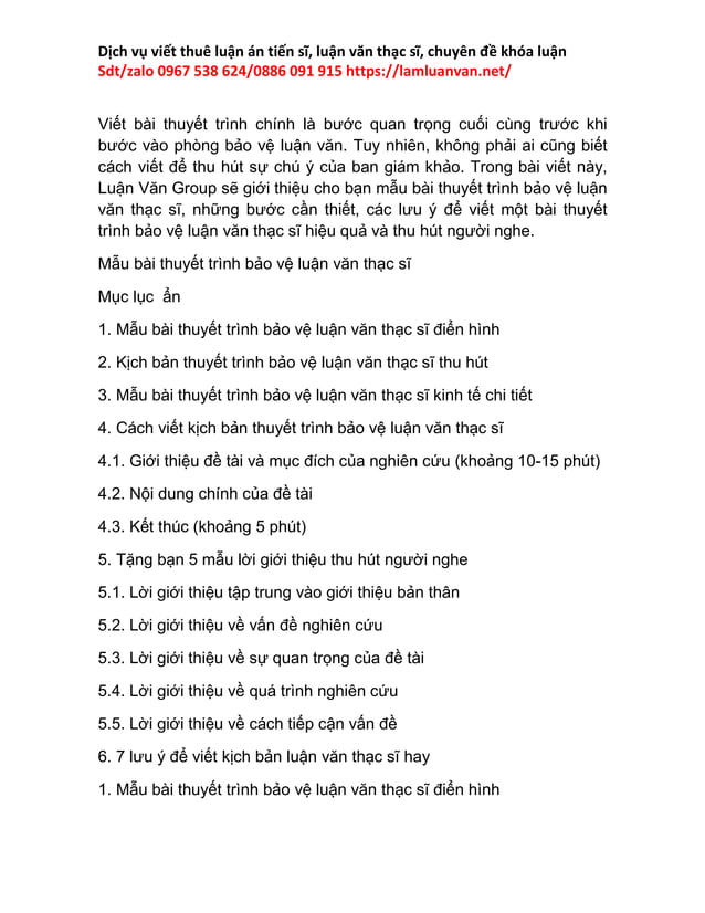Mẫu bài thuyết trình bảo vệ luận văn thạc sĩ | DOCX