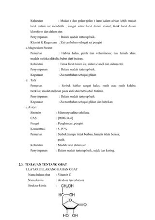 Laporan Praktikum Pembuatan Tablet Vitamin-C | PDF