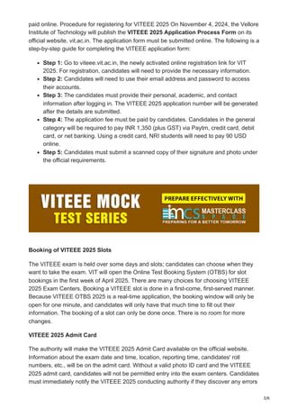 VITEEE 2025 Application Process by Masterclassspace | PDF