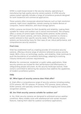 Vitek Security Cameras Guide 2024| Guide by esentia | PDF | Free Download