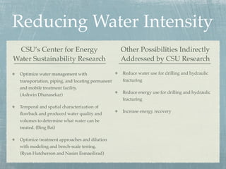 Water Use Analysis & Water Intensity Comparison | PDF