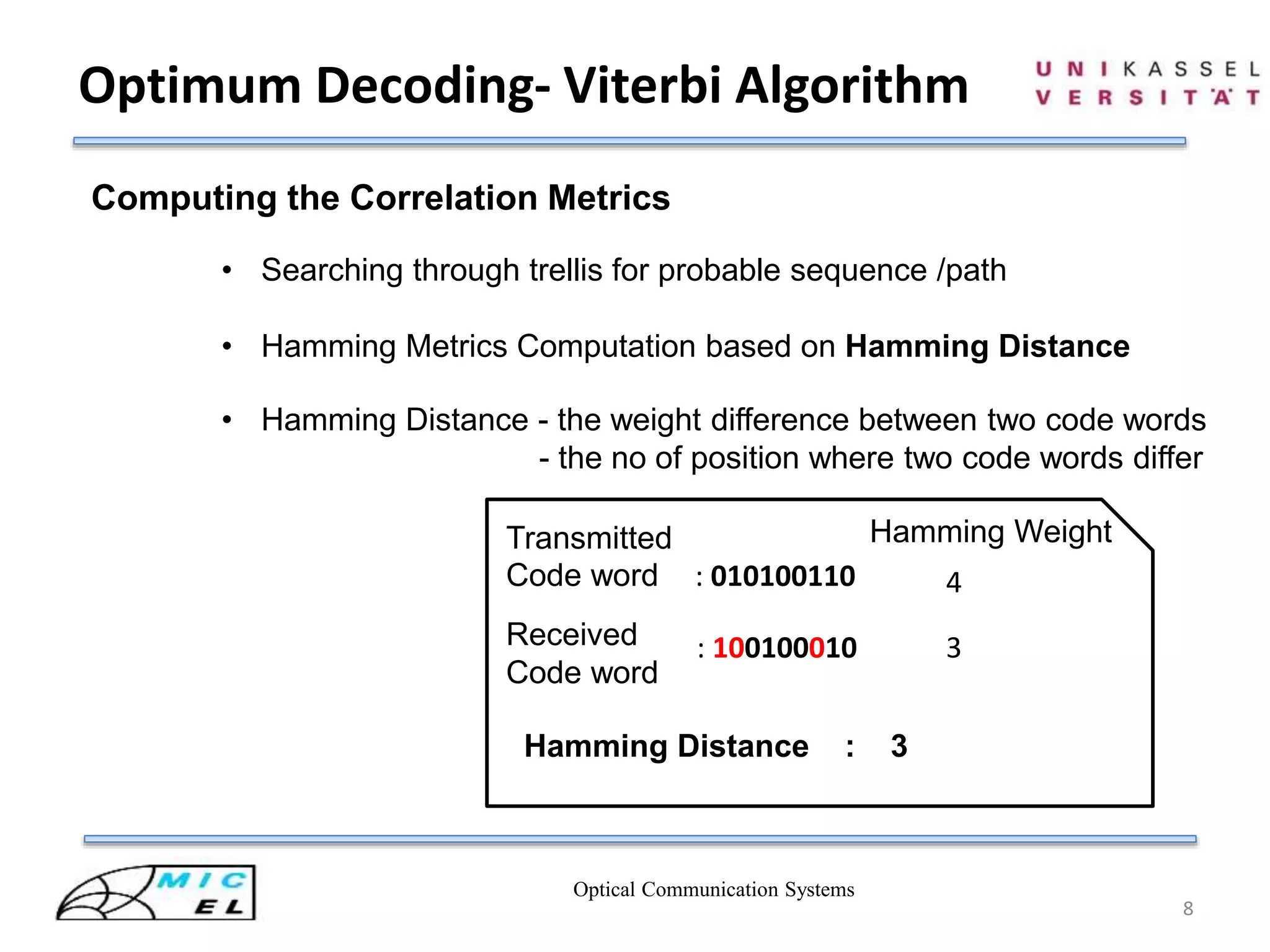 Viterbi decoder in optical comm system | PPT