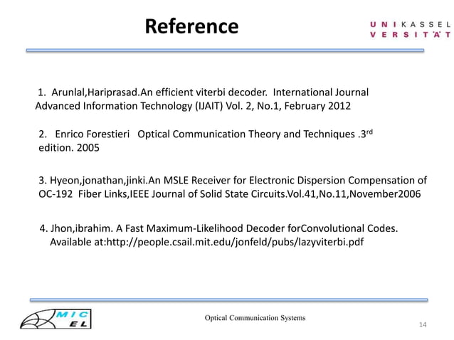 Viterbi decoder in optical comm system | PPT
