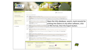 Brock University Vitis database zotero guide | PPT
