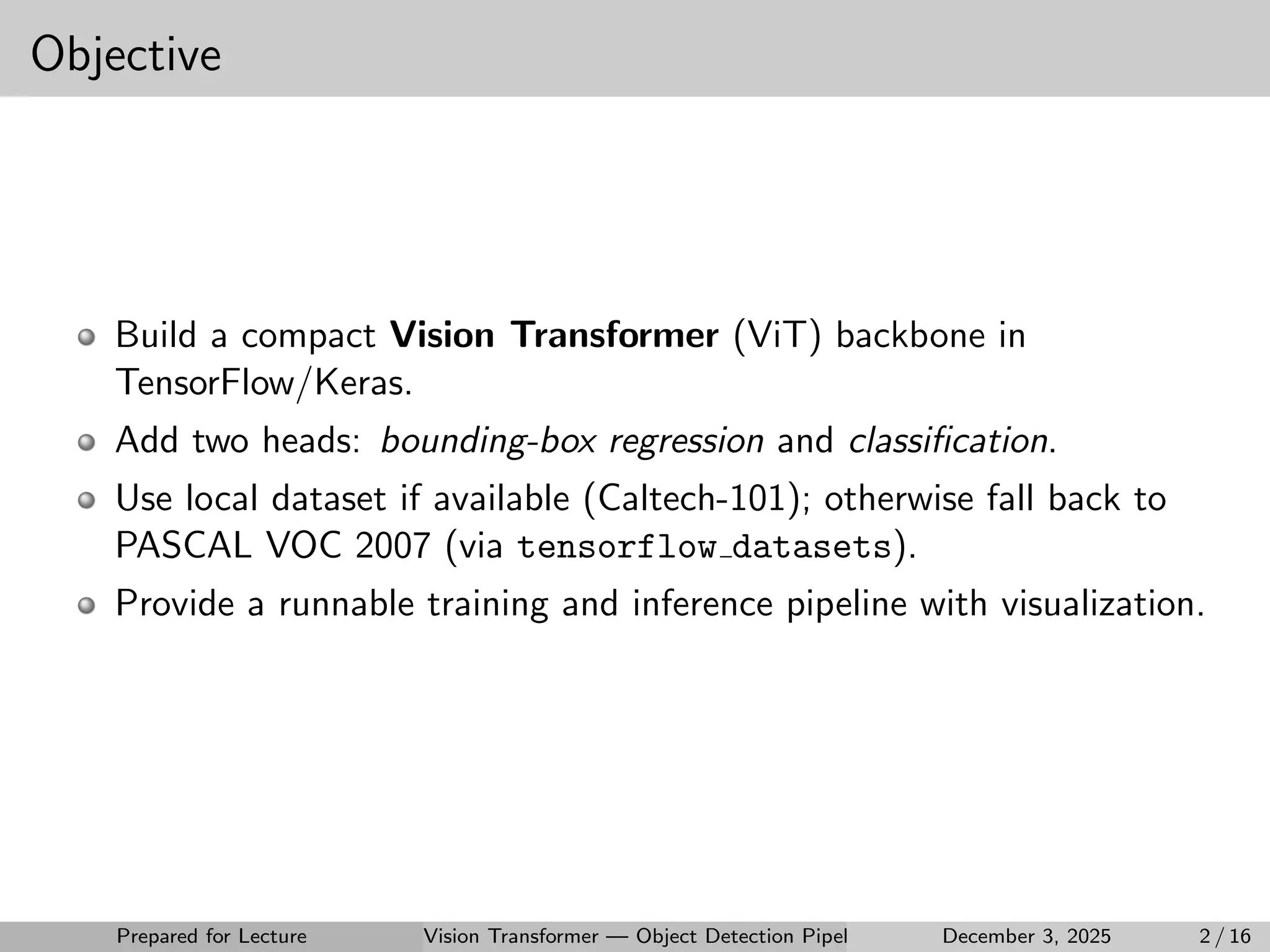 Vision Transformer — Object Detection Pipeline | PDF