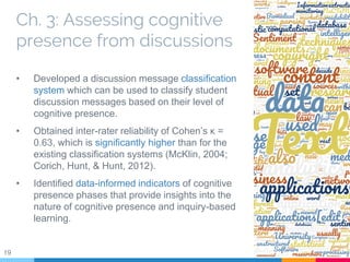 Assessing cognitive presence using automated learning analytics methods ...