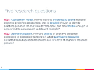 Assessing cognitive presence using automated learning analytics methods | PPT