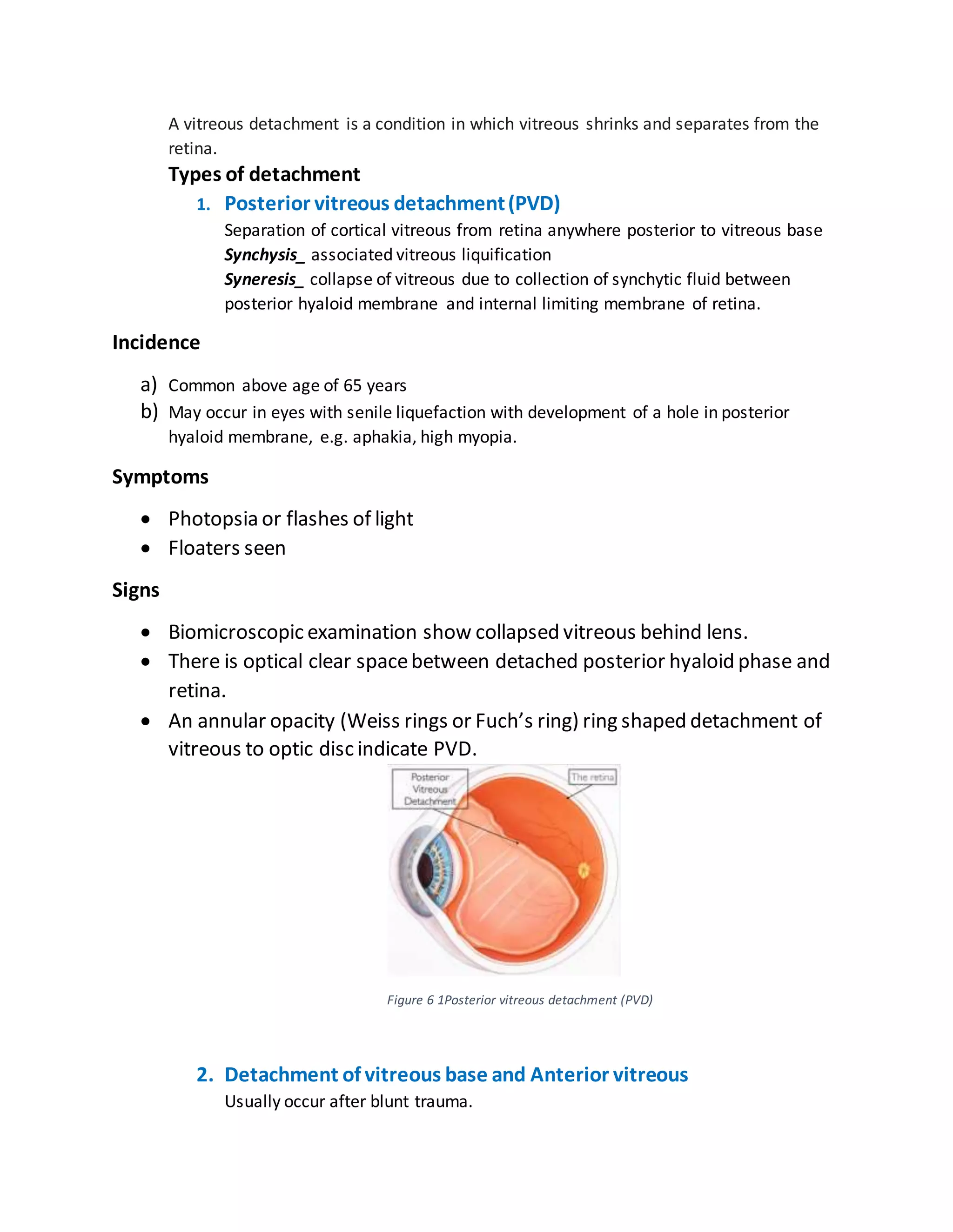Vitreous (Attachments, age changes, vitreous hemorrhage, Vitreous ...