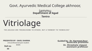 Vitriolage and acid attacks and their medico legal importance | PPTX