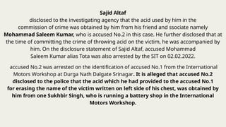 Vitriolage and acid attacks and their medico legal importance | PPTX
