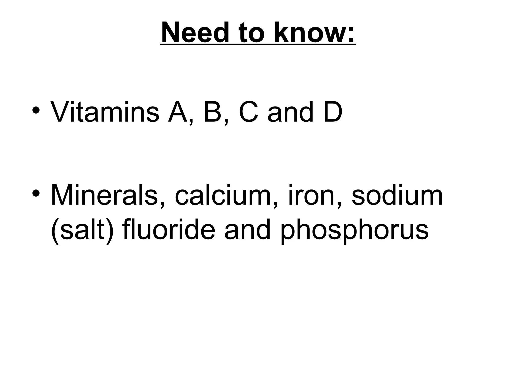 Vitamins, minerals and water | PPT