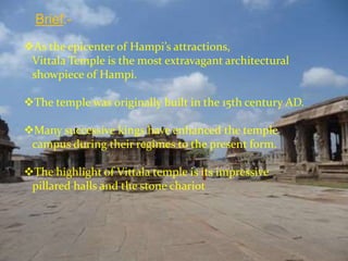 Vittala swami temple vijayanagara architecture (dravidian style). | PPTX