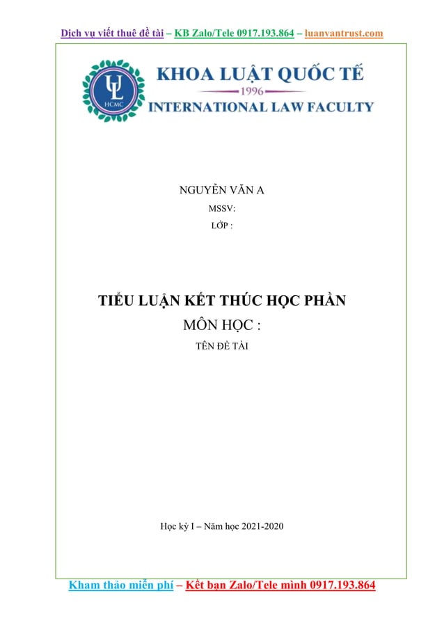 Viết Tiểu Luận Thi Kết Thúc Học Phần Khoa Luật Quốc Tế.docx