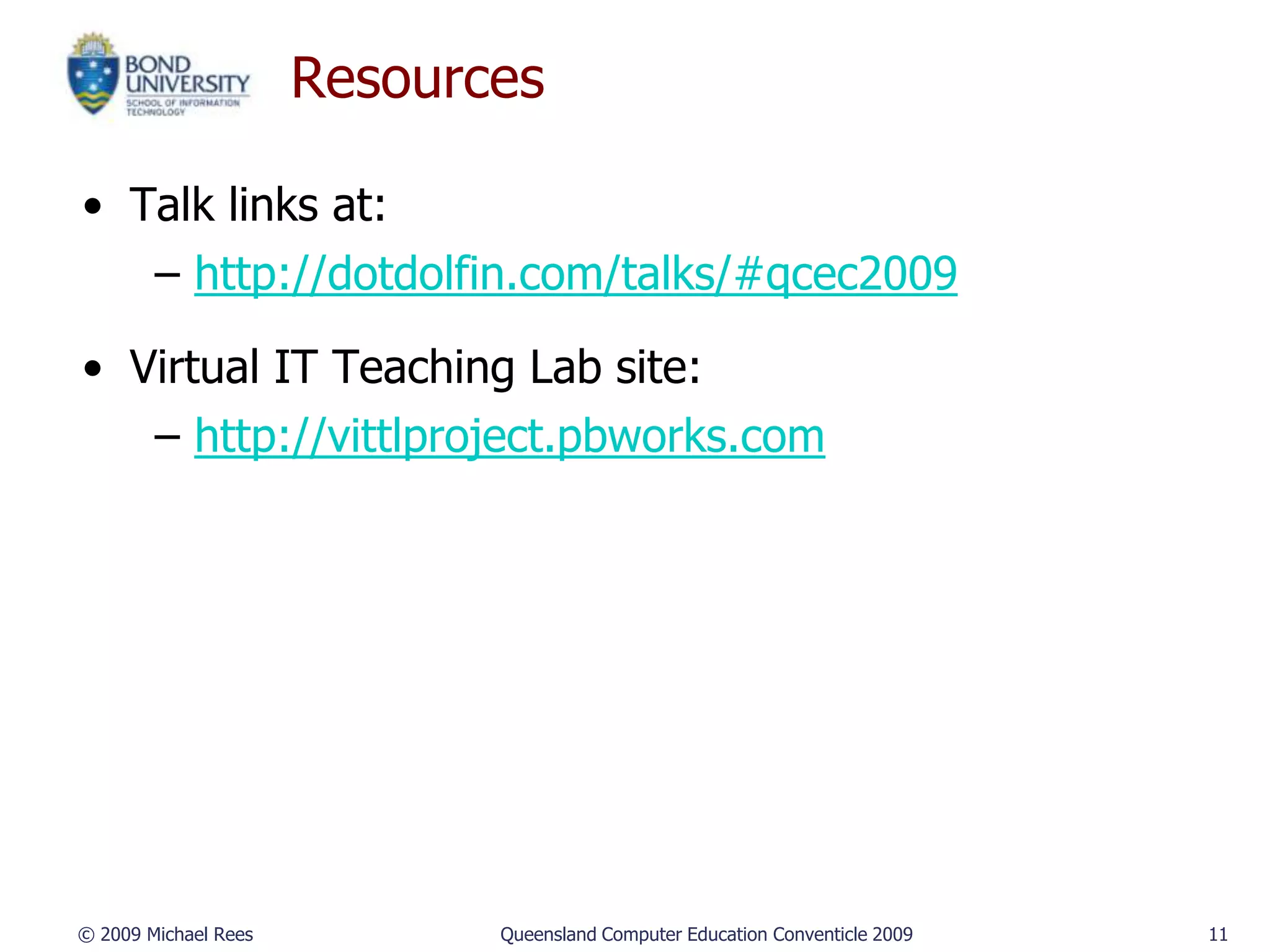 QCEC2009 Virtual IT Teaching Laboratory | PPTX