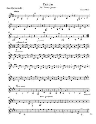 Vittorio monti csardas for clarinet quartet | PDF