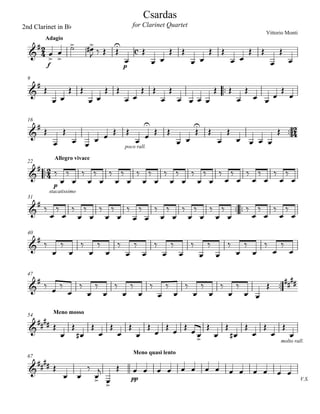 Vittorio monti csardas for clarinet quartet | PDF
