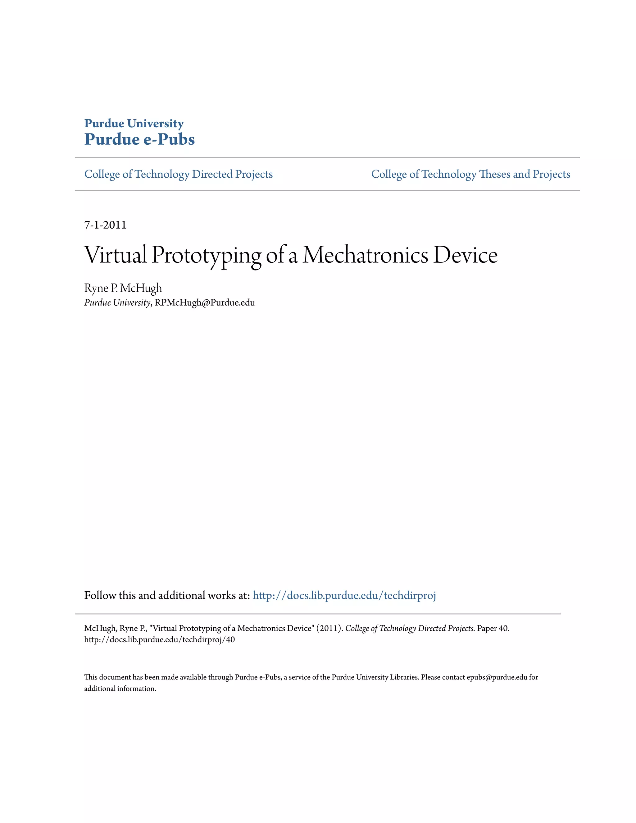 Vitual prototype a critical aspect of mechatronic approach | PDF