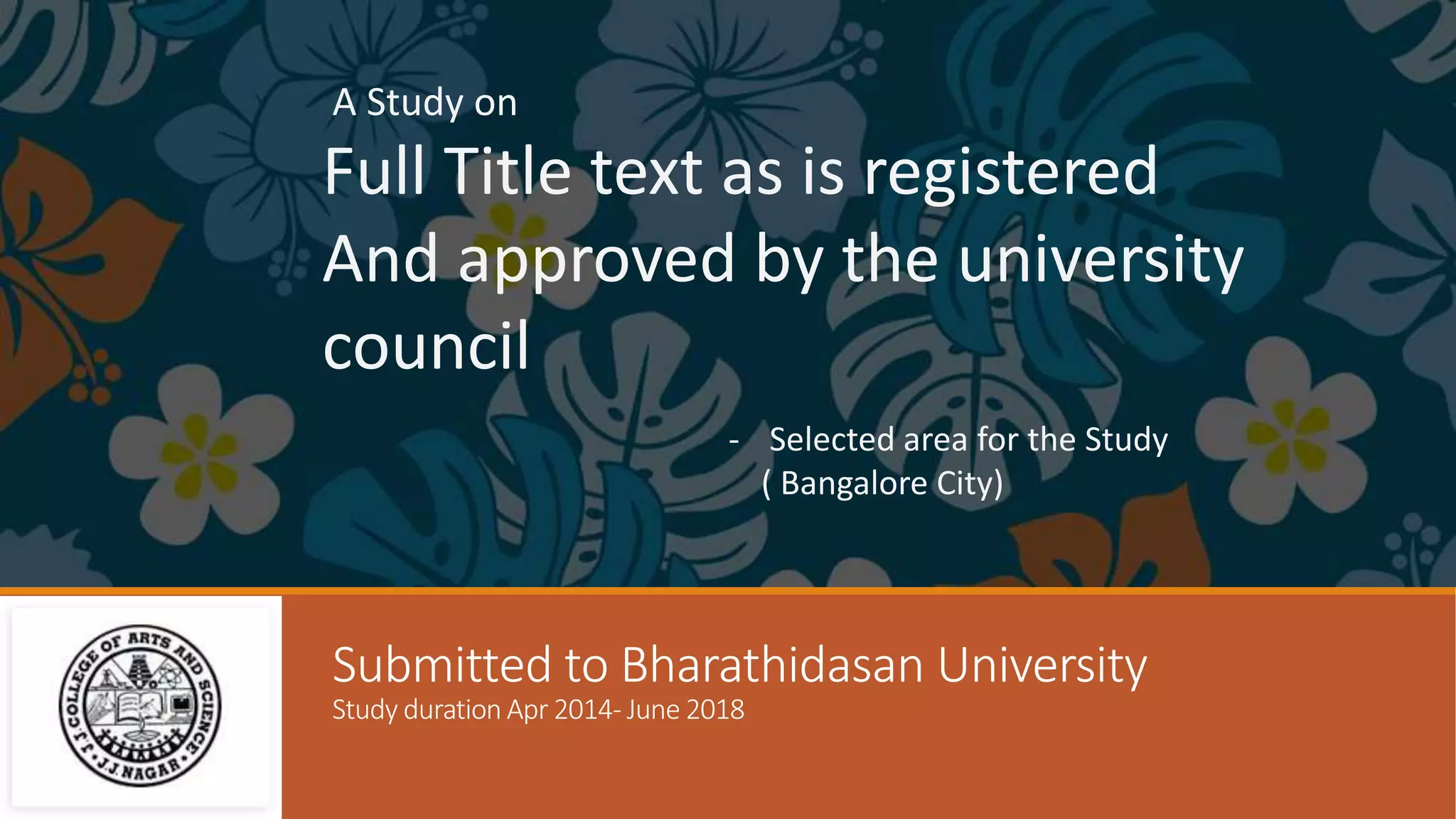 PH.D Synopsis / Viva templates | PPT