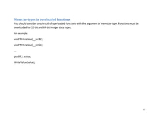 The static code analysis rules for diagnosing potentially unsafe ...