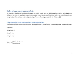 The static code analysis rules for diagnosing potentially unsafe constructions from the ...