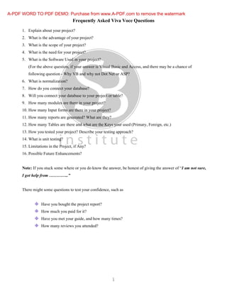 Viva faq | PDF