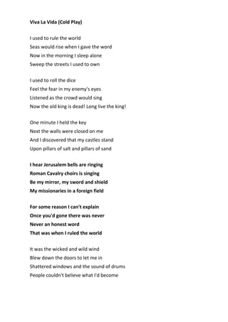 Viva la vida (cold play) | PDF