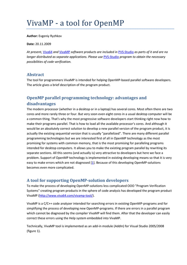 VivaMP - a tool for OpenMP | PDF