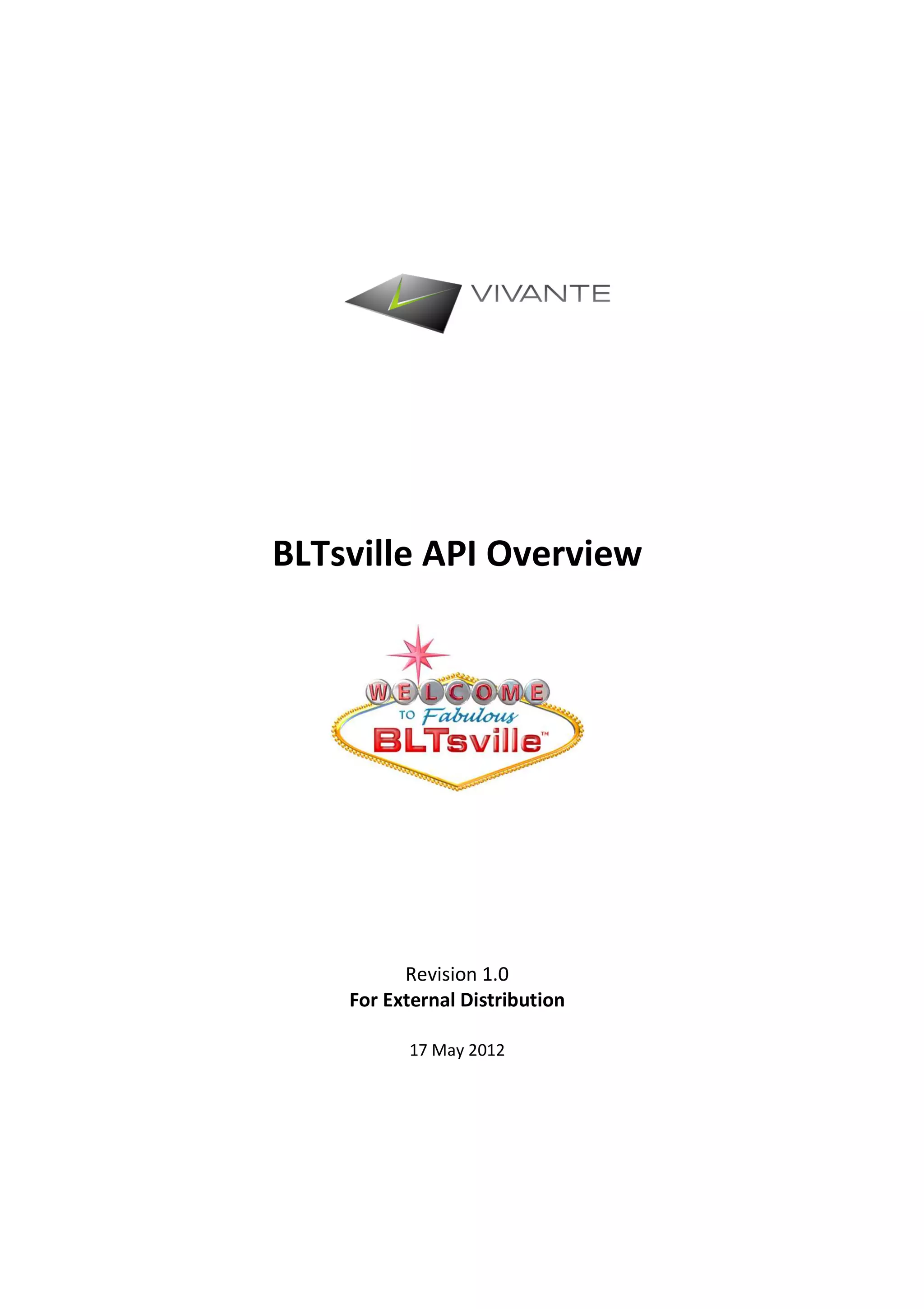 BLTsville API Overview | PDF