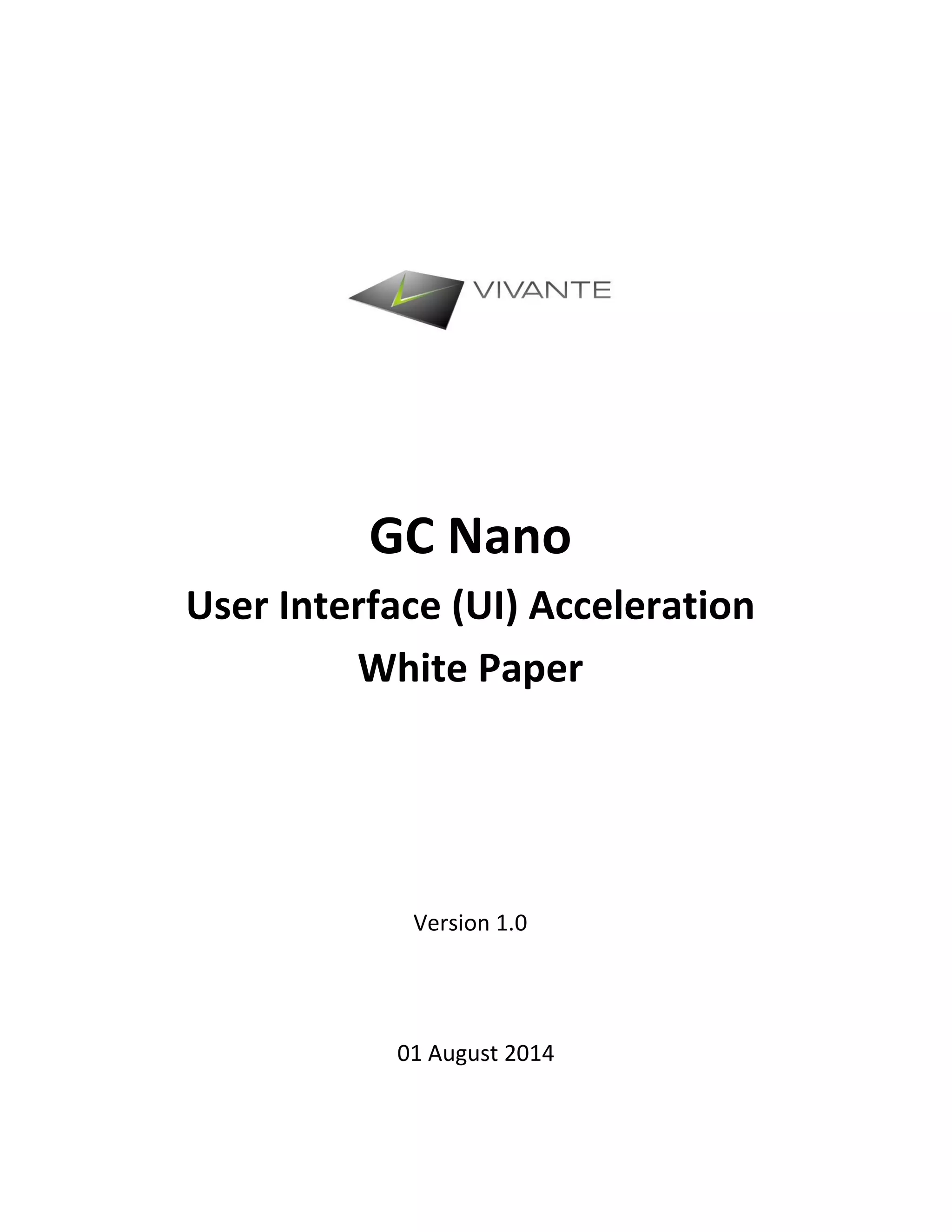 Vivante GC Nano User Interface (UI) White Paper | PDF