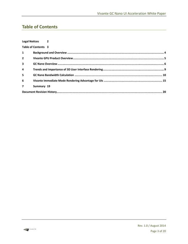Vivante GC Nano User Interface (UI) White Paper | PDF