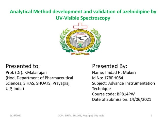Analytical Method Development and validation of UV-Visible spectroscopy | PPTX | Chemistry | Science