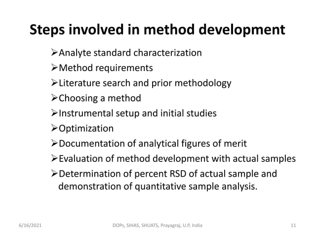 Analytical Method Development And Validation Of Uv Visible Spectroscopy