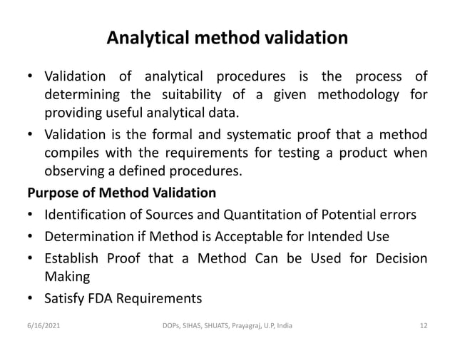 Analytical Method Development and validation of UV-Visible spectroscopy | PPTX | Chemistry | Science