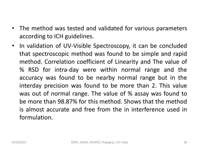 Analytical Method Development and validation of UV-Visible spectroscopy | PPTX | Chemistry | Science