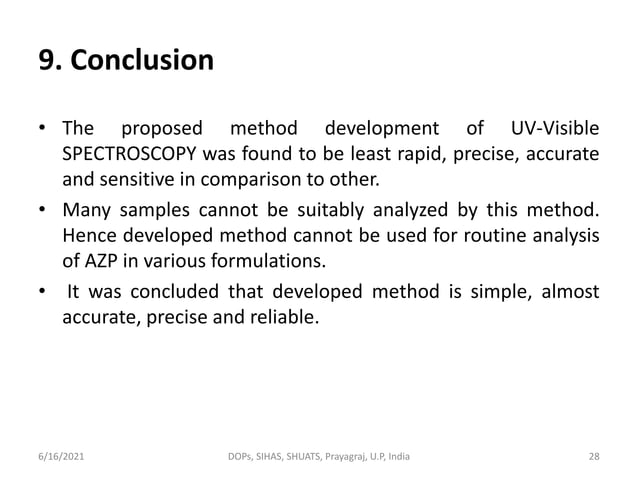 Analytical Method Development and validation of UV-Visible spectroscopy | PPTX | Chemistry | Science