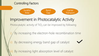 Photocatalytic Performance of TiO2 as a Catalyst | PPTX