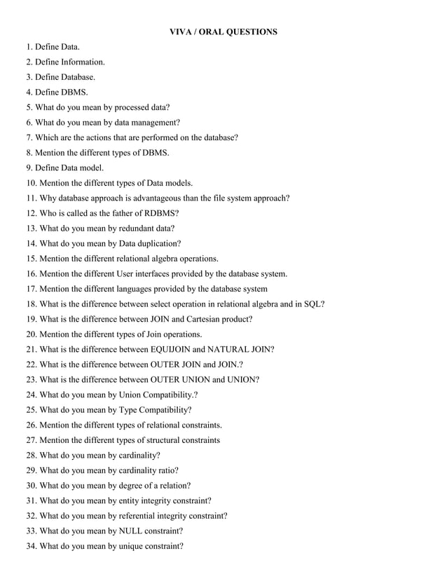 DMS 22319 Viva questions | PDF