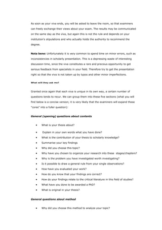 Viva questions | DOC