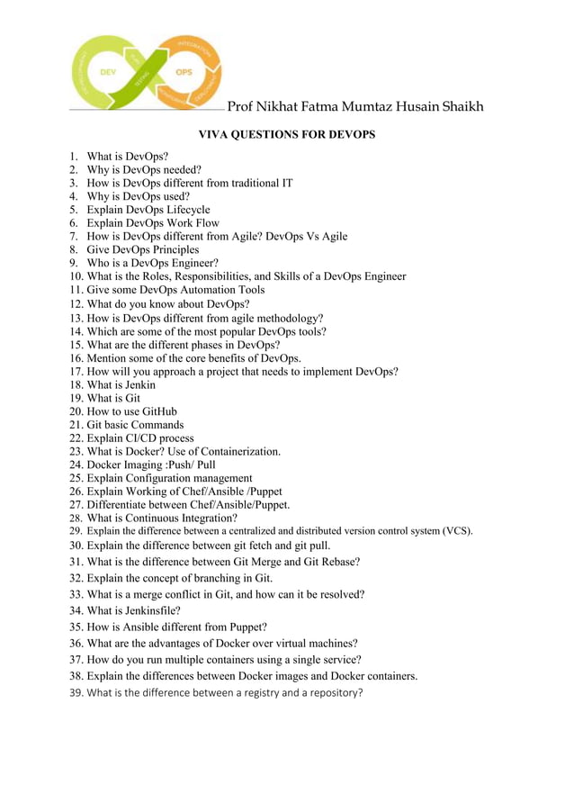 VIVA QUESTIONS FOR DEVOPS.pdf | Internet for Beginners | Internet