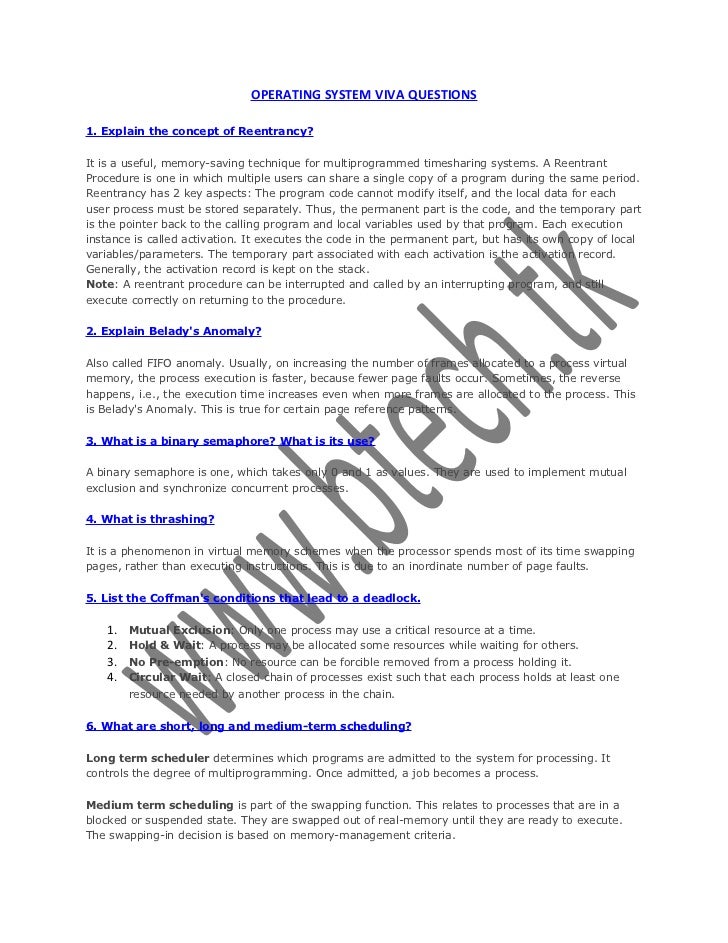 Viva Questions Operating System 