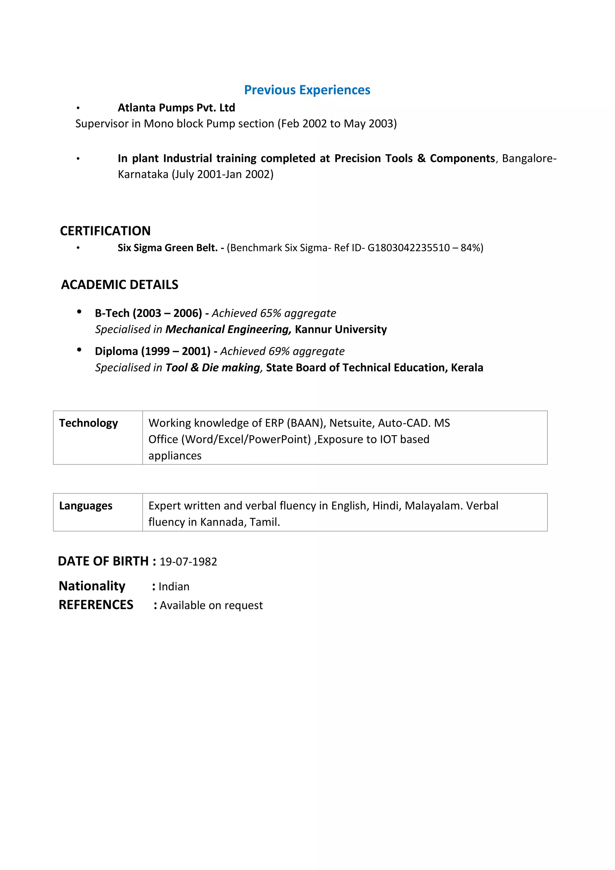 Vivek M Thayyil - cv | PDF