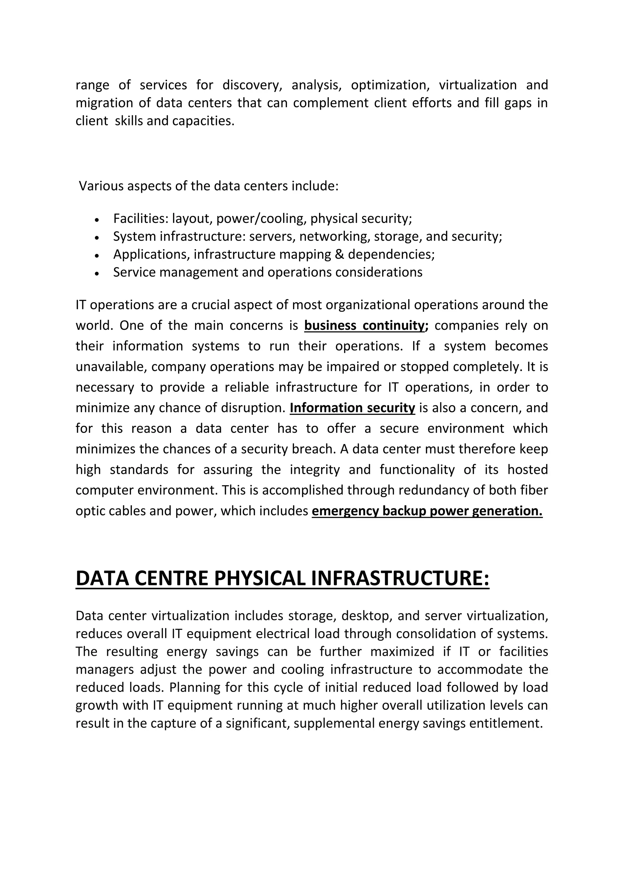 project report on DATACENTER | PDF